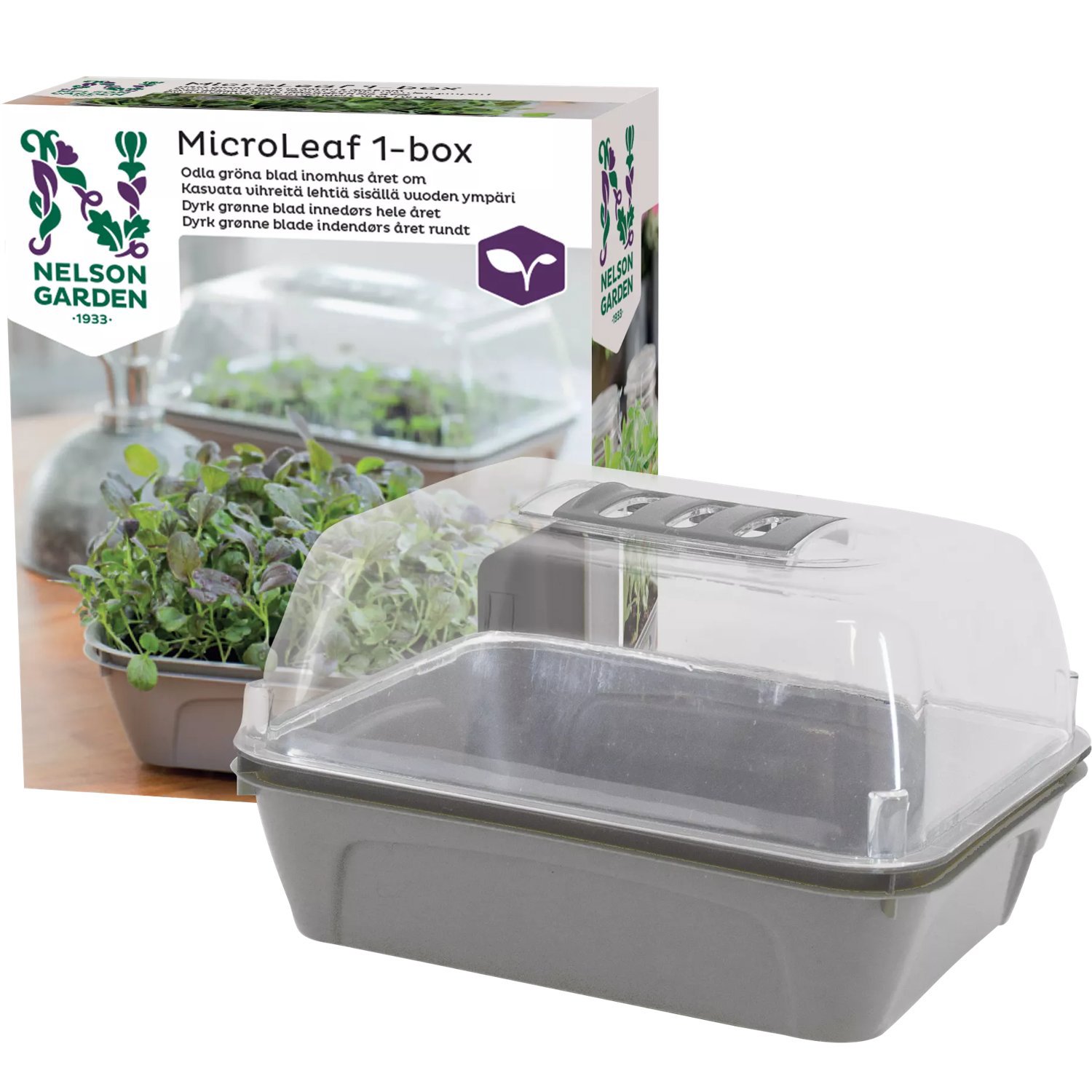 Minidrivhus Micro leaf Grå L:21 cm B:17 cm H:12 cm